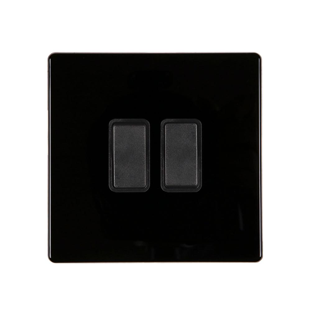 Hamilton 7BCR22BL Hartland CFX Screwless Black Light Switch 2 Gang ...